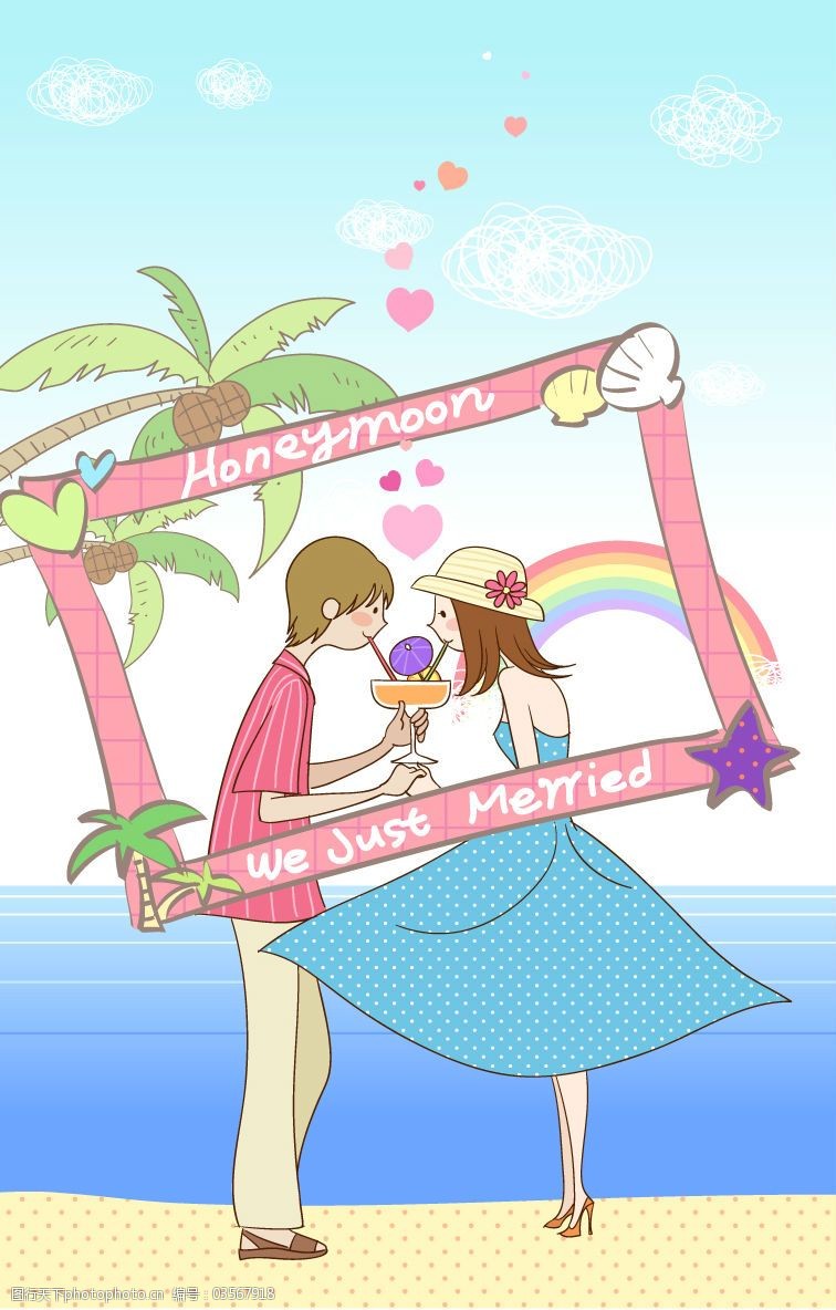 度蜜月的新婚夫妇矢量素材z图片 图行天下素材网