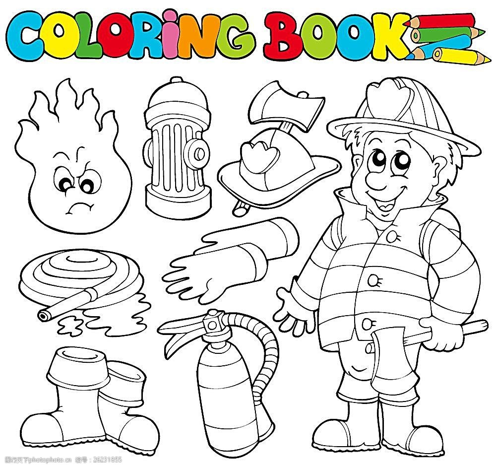 卡通消防员简笔画图片-图行天下素材网